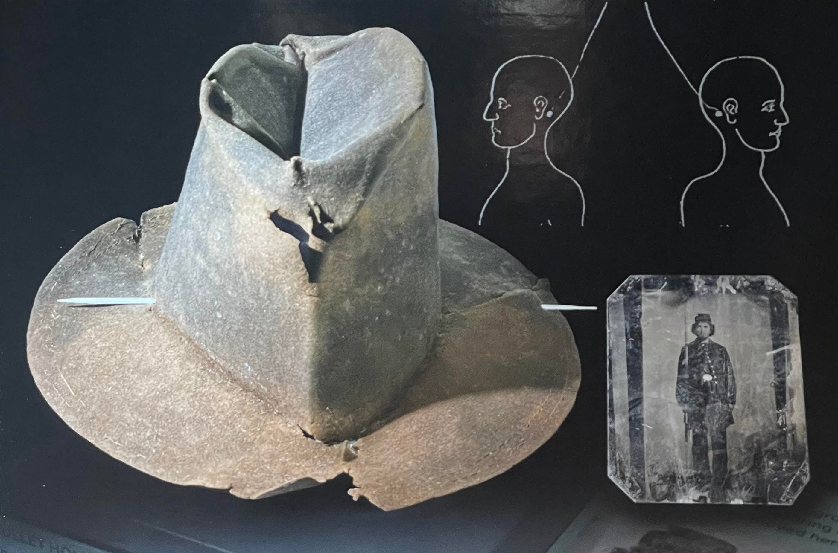 Bullet-Damaged Hat Post Card | Adams County Historical Society